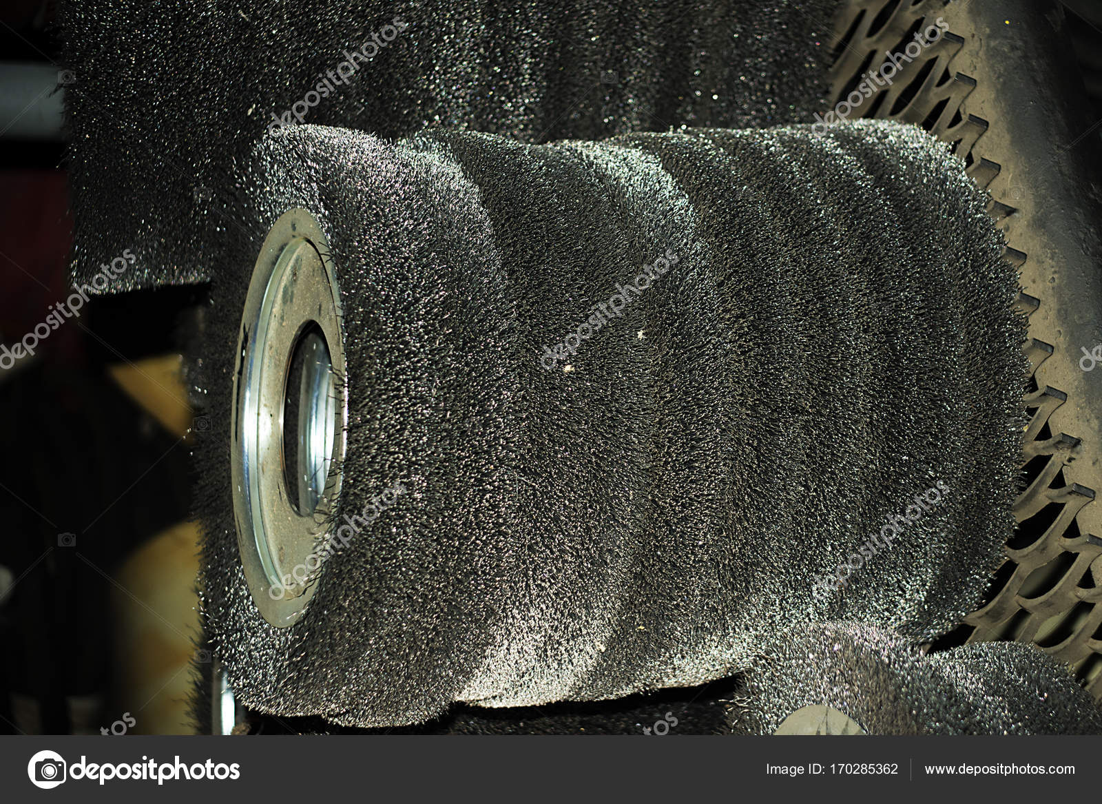 Metal round brush for cleaning the inner surface of the pipe — Stock ...