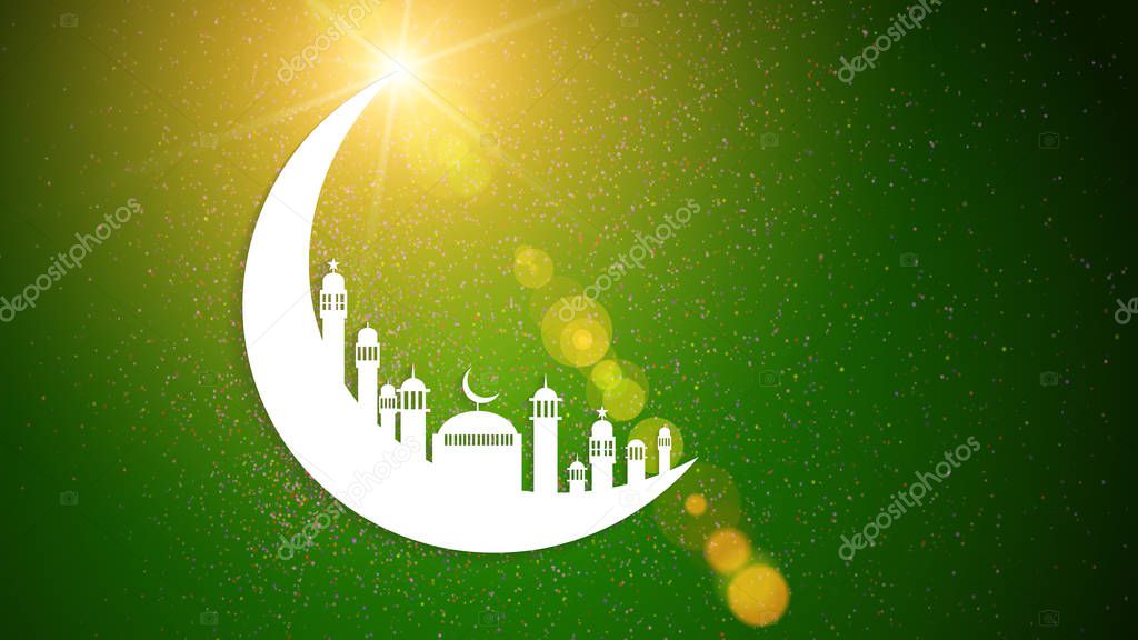 Moon, Abstract view of Mosque or Masjid with shadow on moon, pap ...