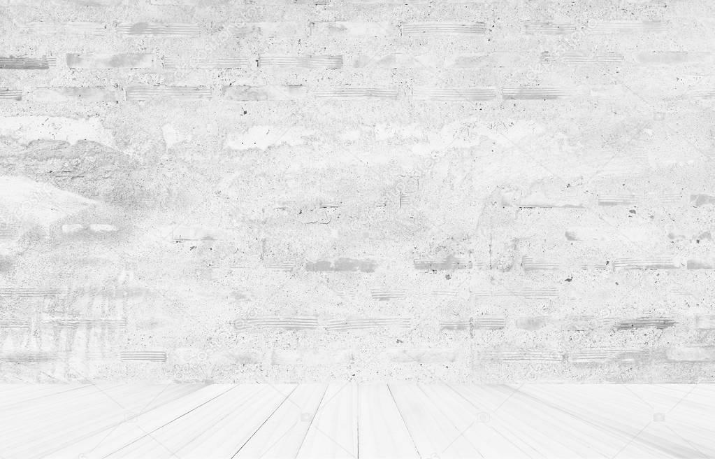 Empty Plank wood texture and concrete brick background. Stock Photo by ...