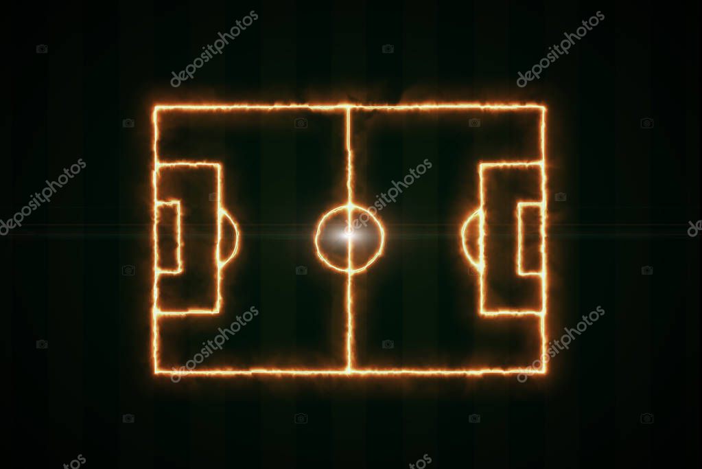 Top view of soccer field or football field, fire lines, dark gre Stock ...