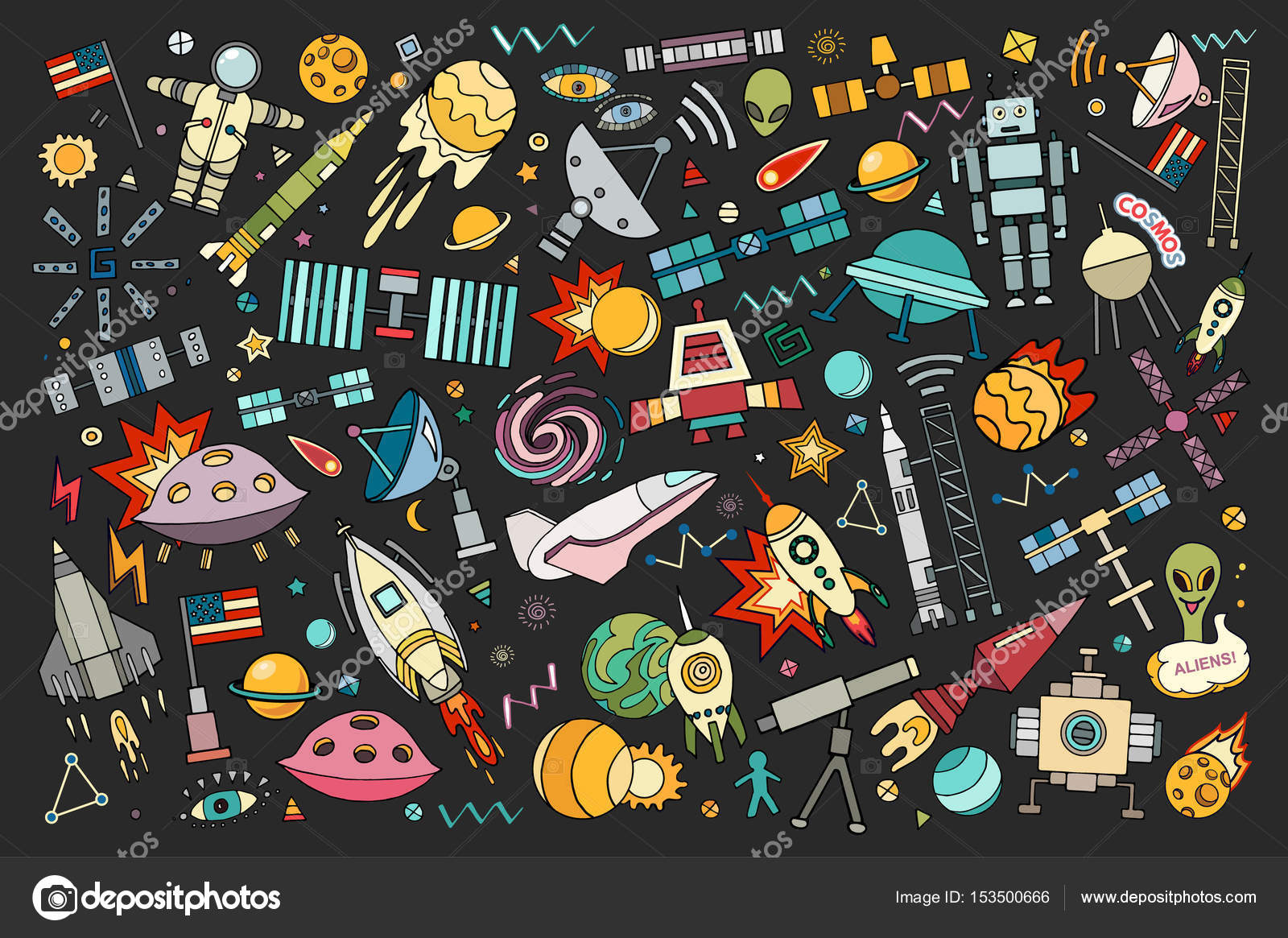 Cartoon vector space Stock Vector Image by ©Liubou #153500666