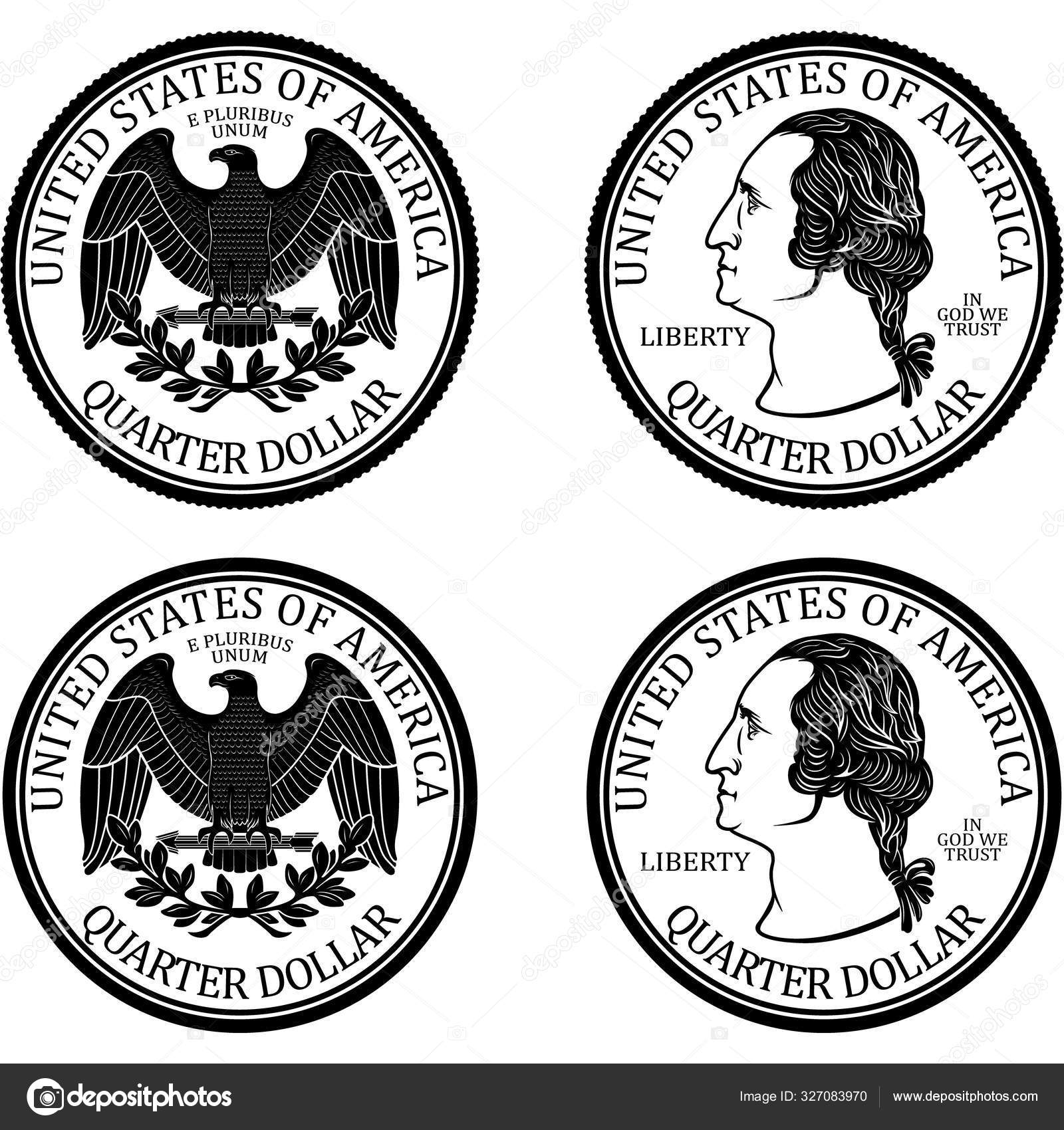 Ready minted high quality Quarter Dollar Coin vector Stock Vector Image ...