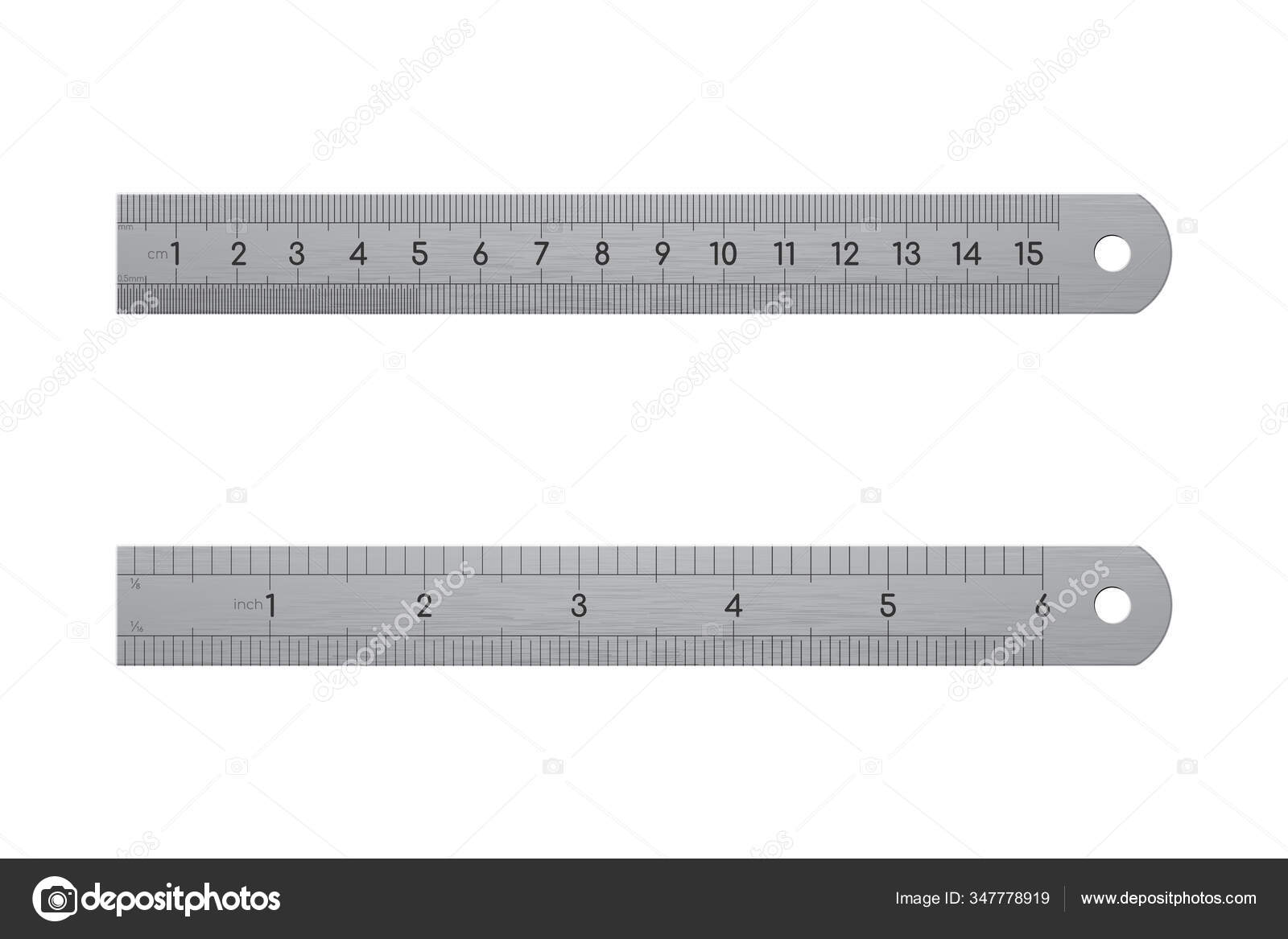 Realistic metallic ruler, front and back view Stock Vector Image by ...