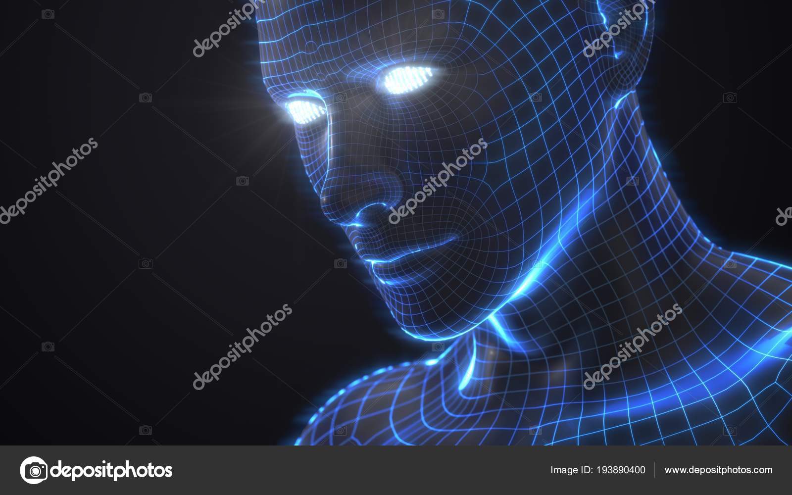 Artificial intelligence concept with virtual human avatar.3d ...