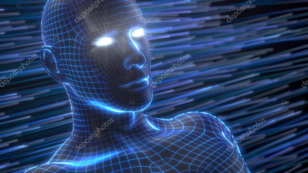 concepto de inteligencia artificial con avatar.3d humano virtual ...