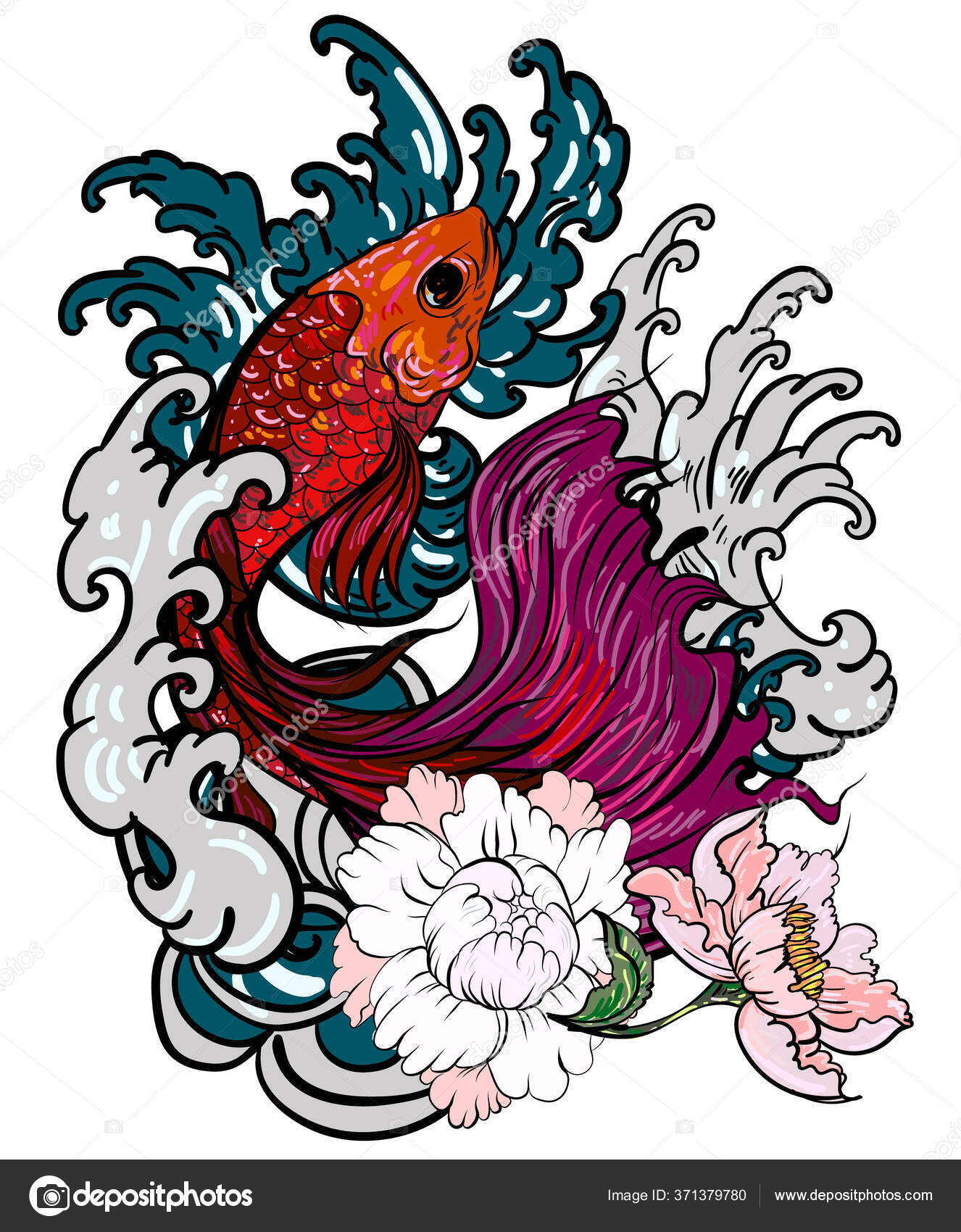 싸우는 물고기 문신