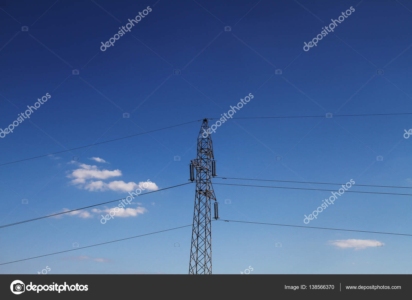 Power lines blue sky — Stock Photo © alexnako #138566370