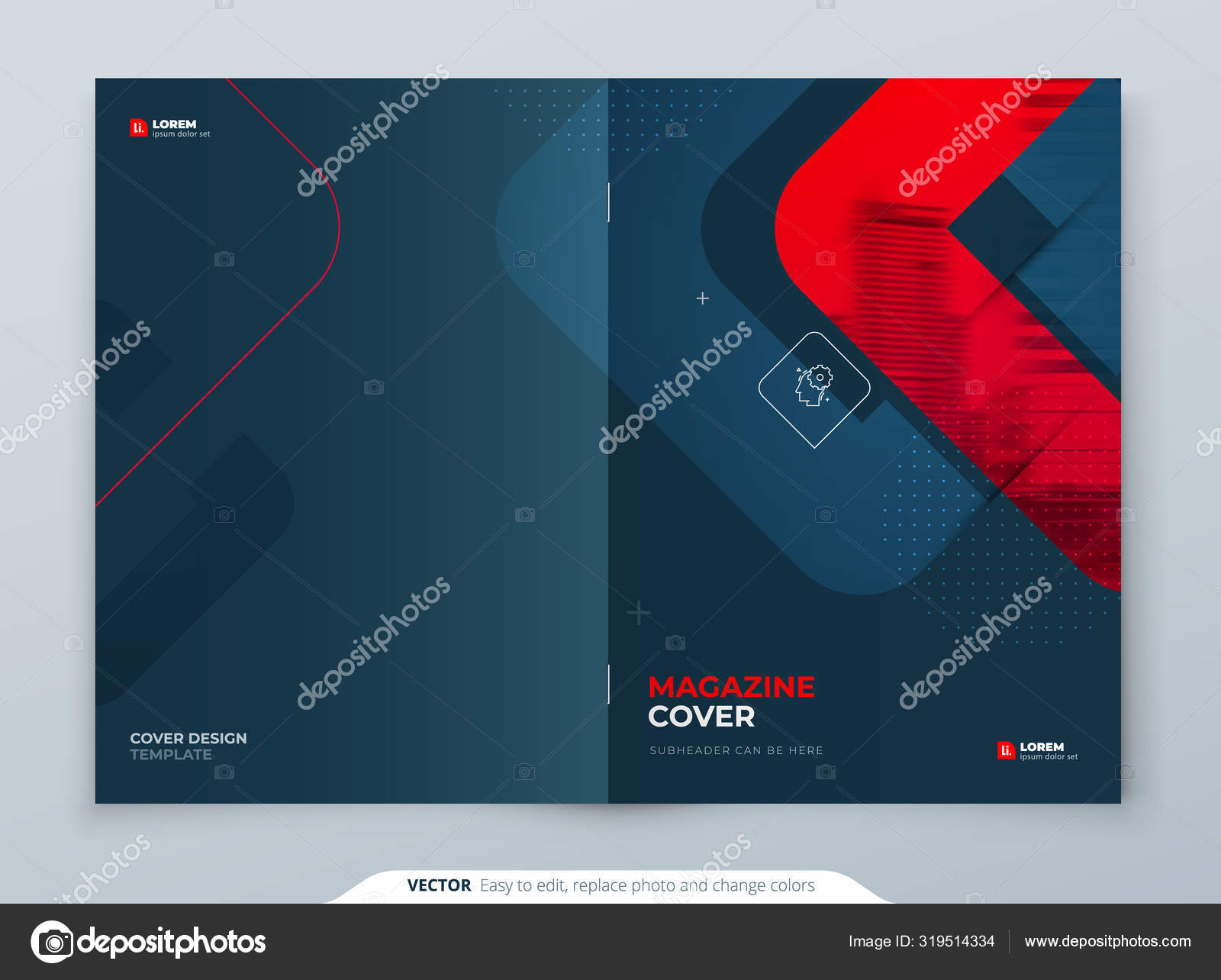 Desain Brosur Merah. Templat A4 Cover untuk Brochure, Report, Catalog ...
