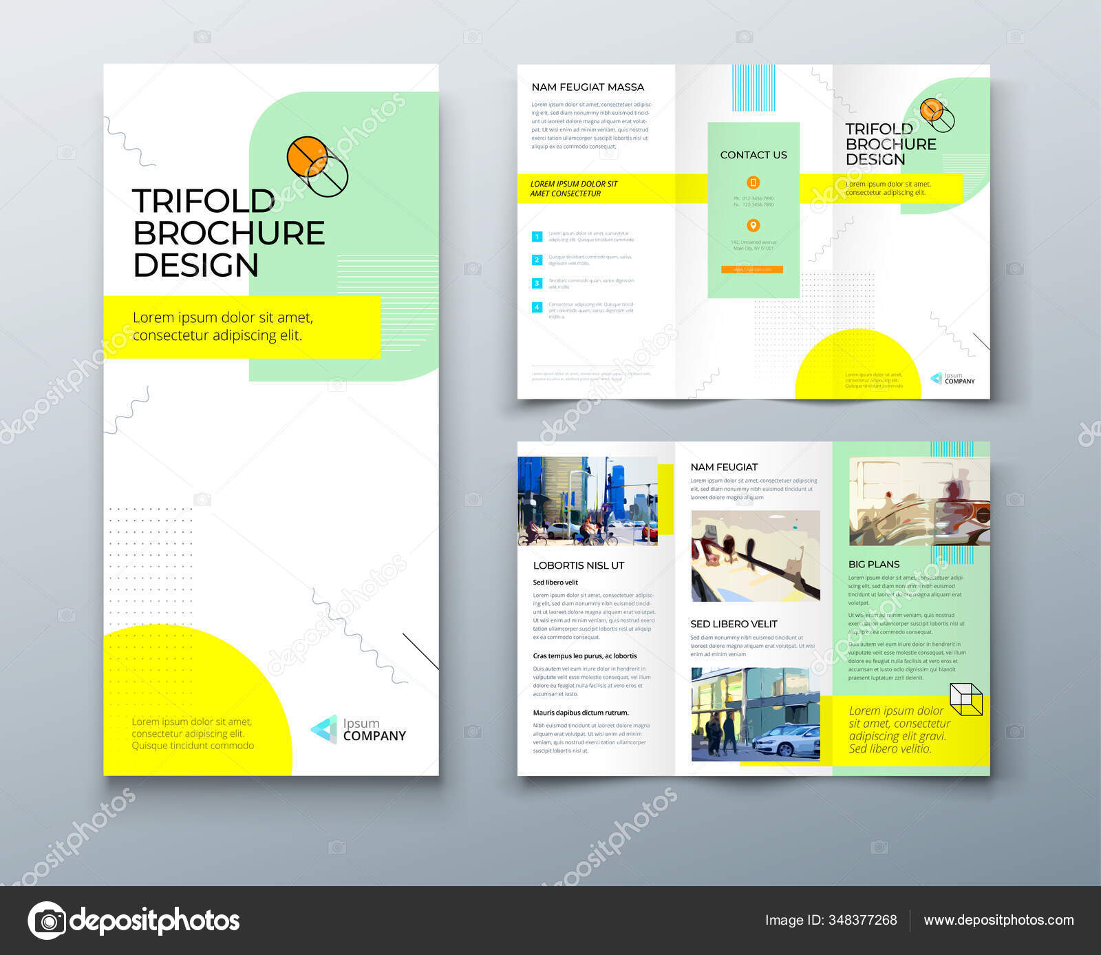 Tri Fold Brochure Design Line Shapes Corporate Business Template Tri ...