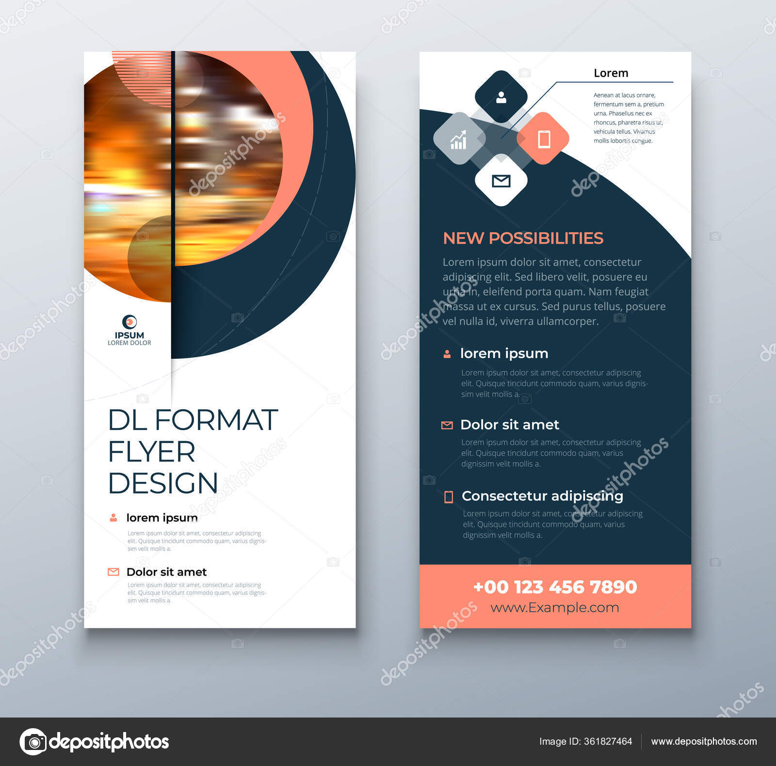 DL Flyer design. Coral business template for dl flyer. Layout with ...