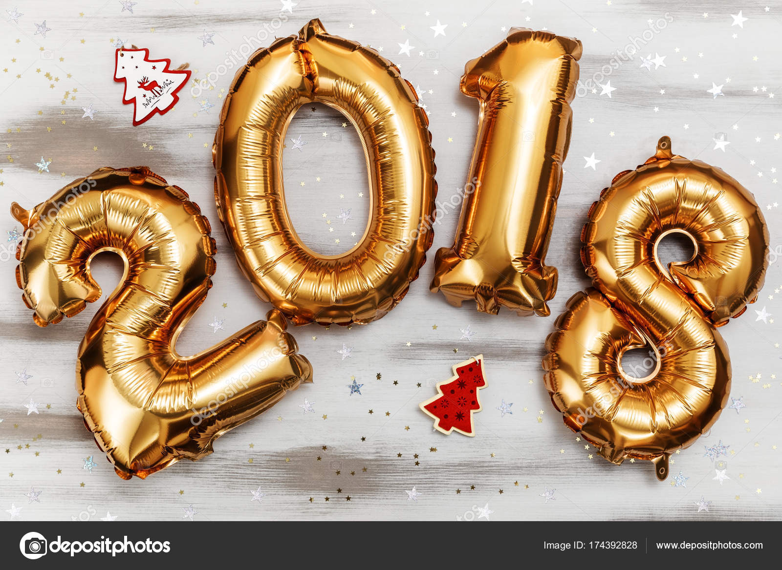 Bright metallic gold balloons figures 2018, Christmas, New Year Balloon ...