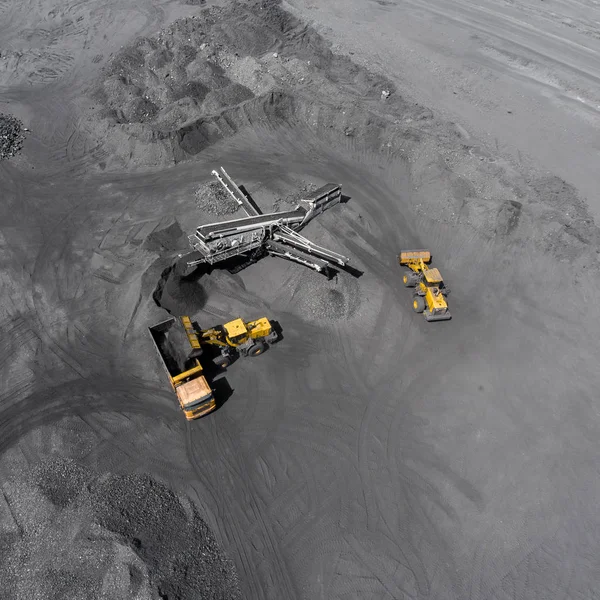 Open pit mine, extractive industry for coal, top view aerial drone ...