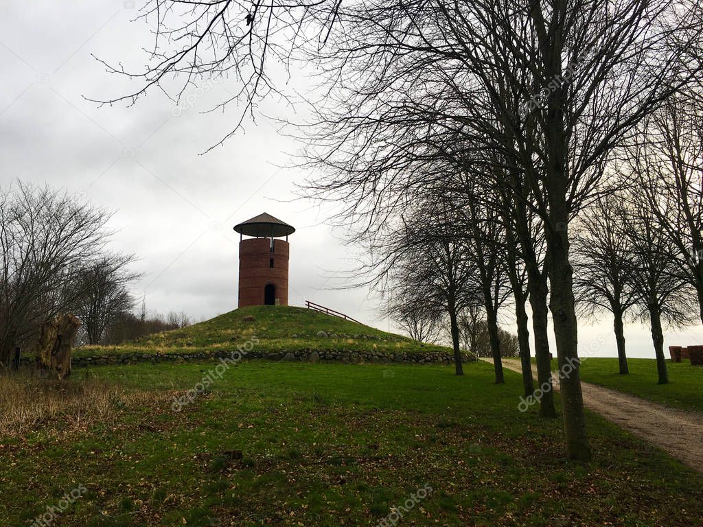 Brick lookout Tower. Round Tower observatory ,Rundetaarn, shot from ...