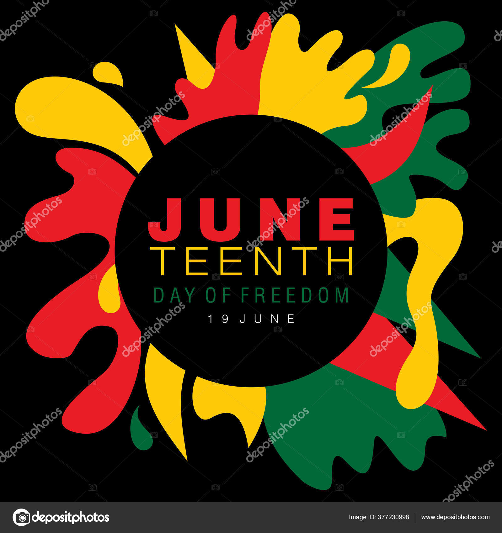 Juneteenth Simple Typography Splash Abstract Designs National Colors ...