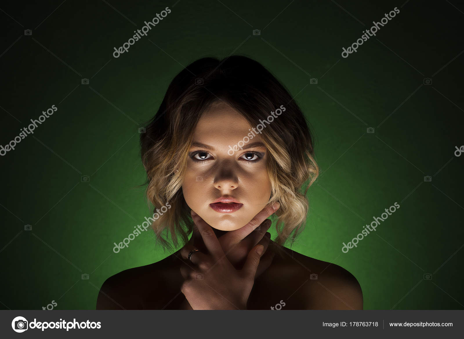 Girl model pose with cute smile and blond hair Stock Photo by ...