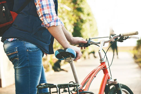 Having break after riding bike - Stock Image - Everypixel