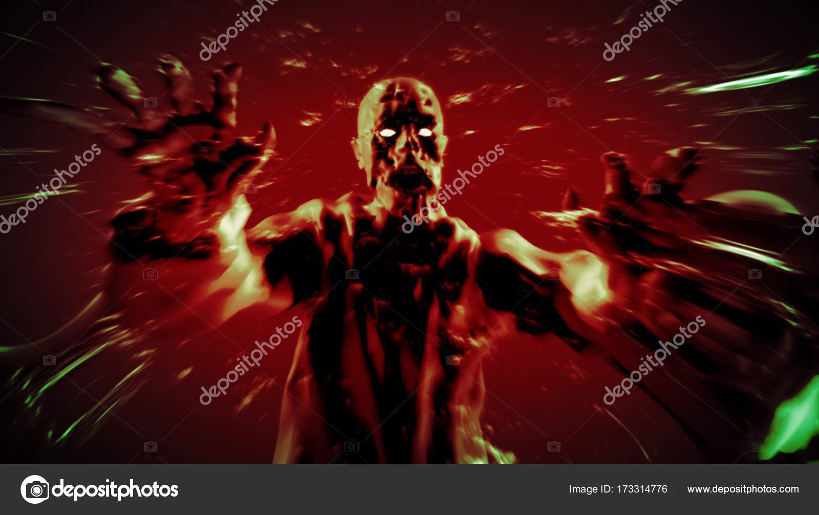 Anger bloody demon attack with open arms. 3D illustration. Stock ...