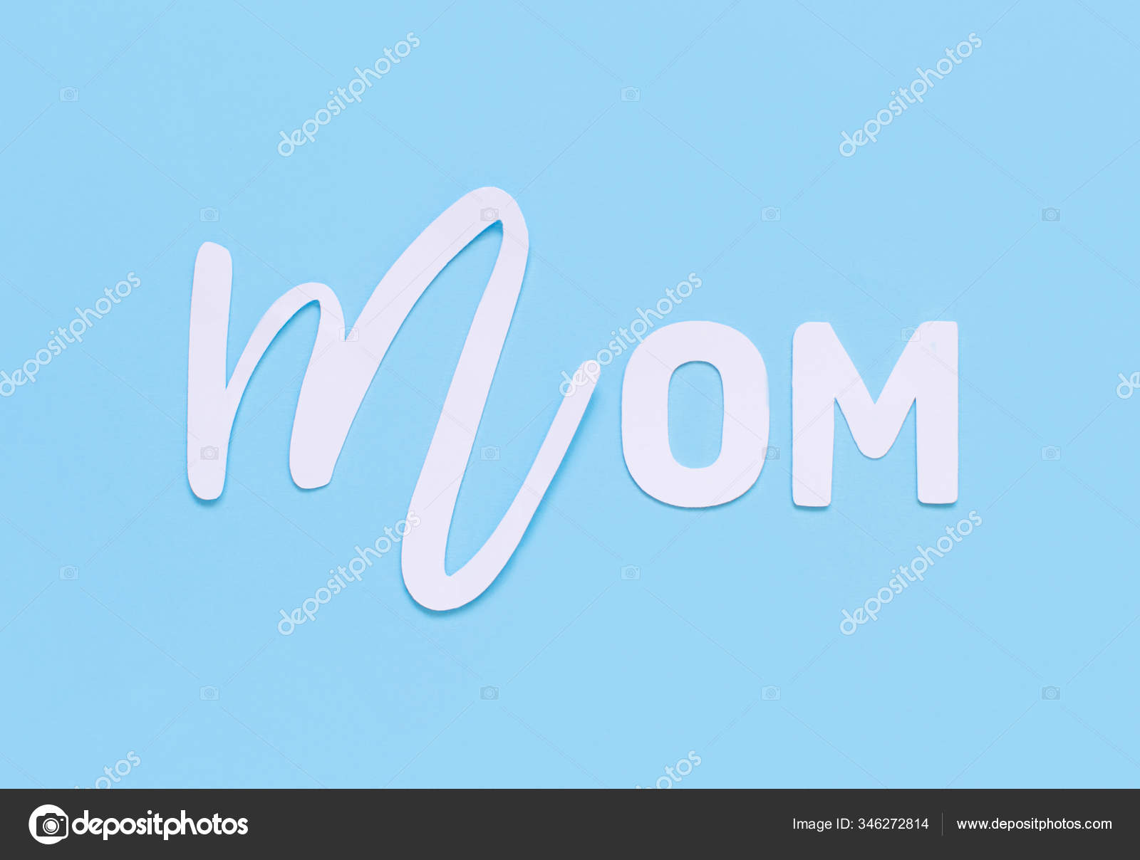 Text Mom Light Blue Background Top View — Stock Photo © karissaa #346272814