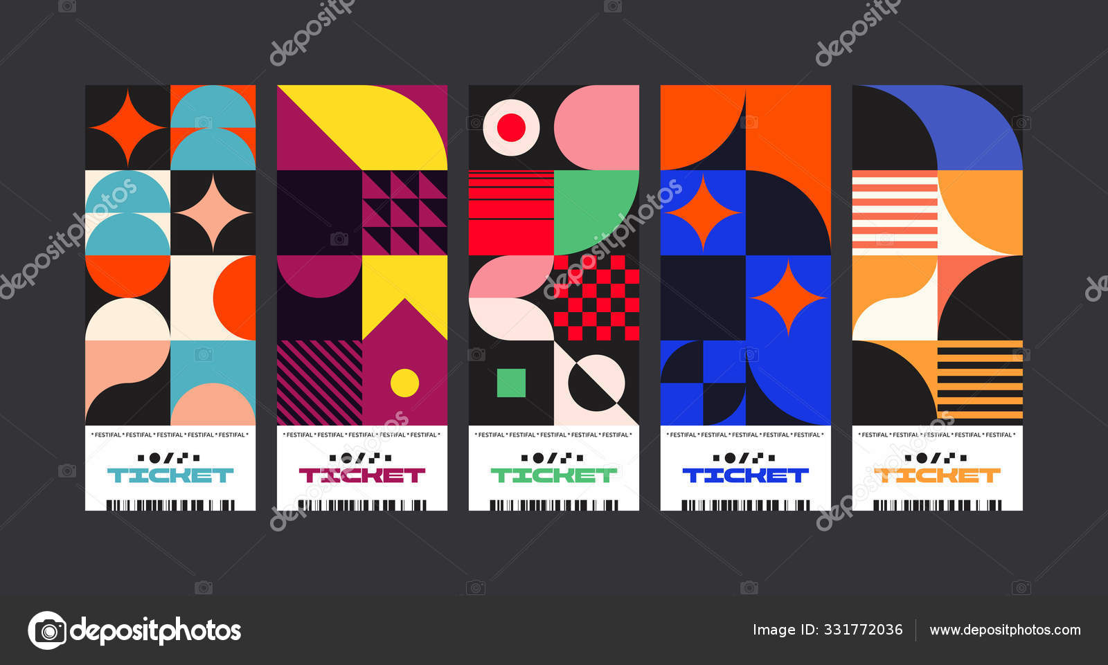 Tickets Abstract Vector Design Template Set Stock Illustration by ...