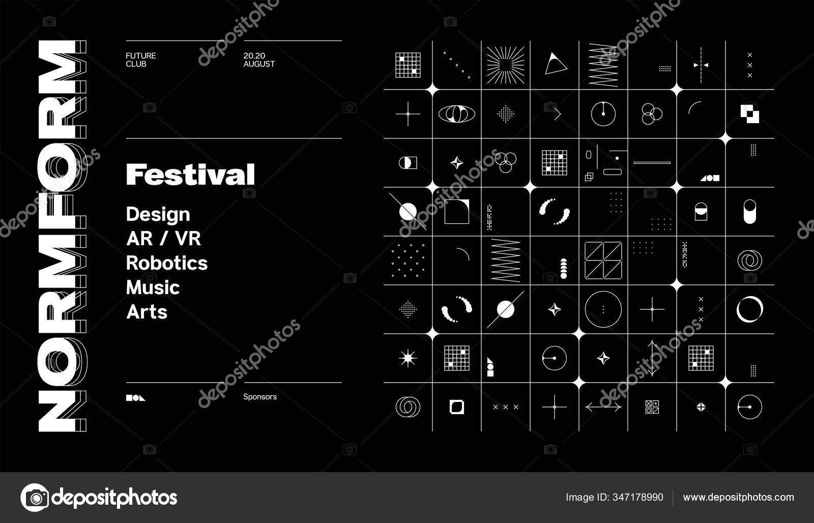 Contemporary Graphic Design Event Vector Cover Mockup Created Modernism ...