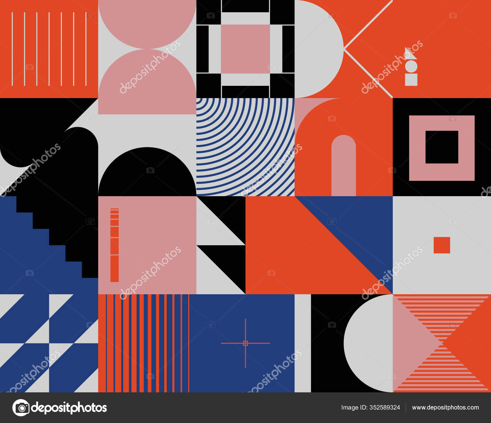 Neo Modernism Artwork Pattern Made Abstract Vector Geometric Shapes ...