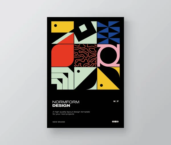 Abstract Retro Future Vector Cover Trendy Geometrical Symbols Colored Geometric Stock Vector ...