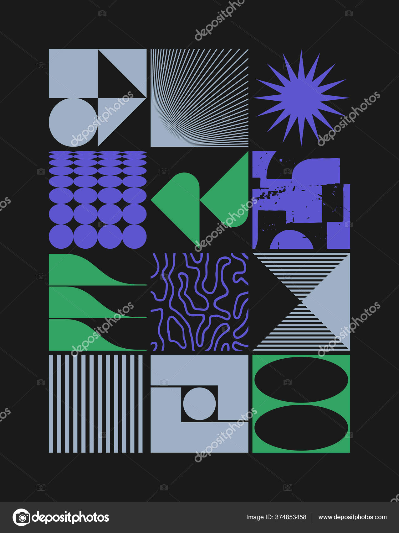 Brutalism Art Inspired Abstract Vector Pattern Made Simple Geometric Shapes Stock Vector by ...