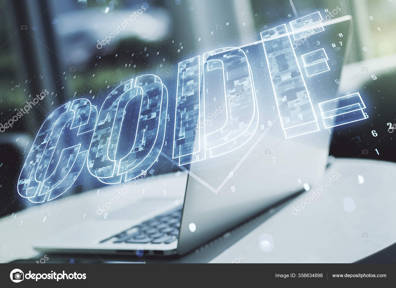Creative Code word sign on modern computer background, international ...
