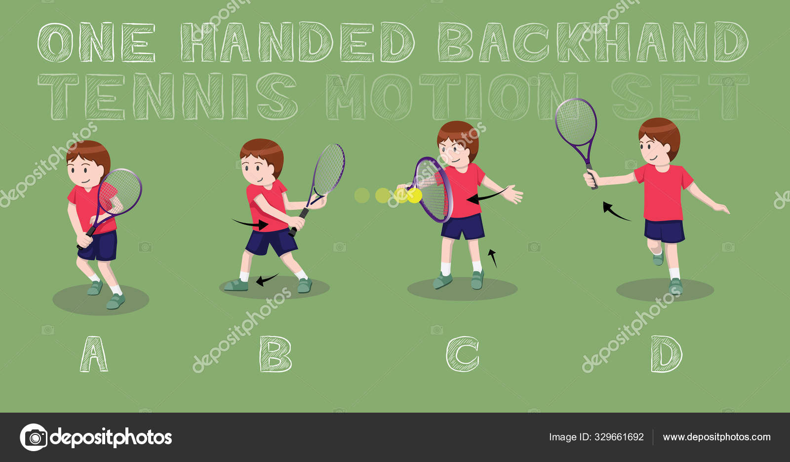 Tennis Motion One Handed Backhand Boy Vector Illustration Stock Vector ...