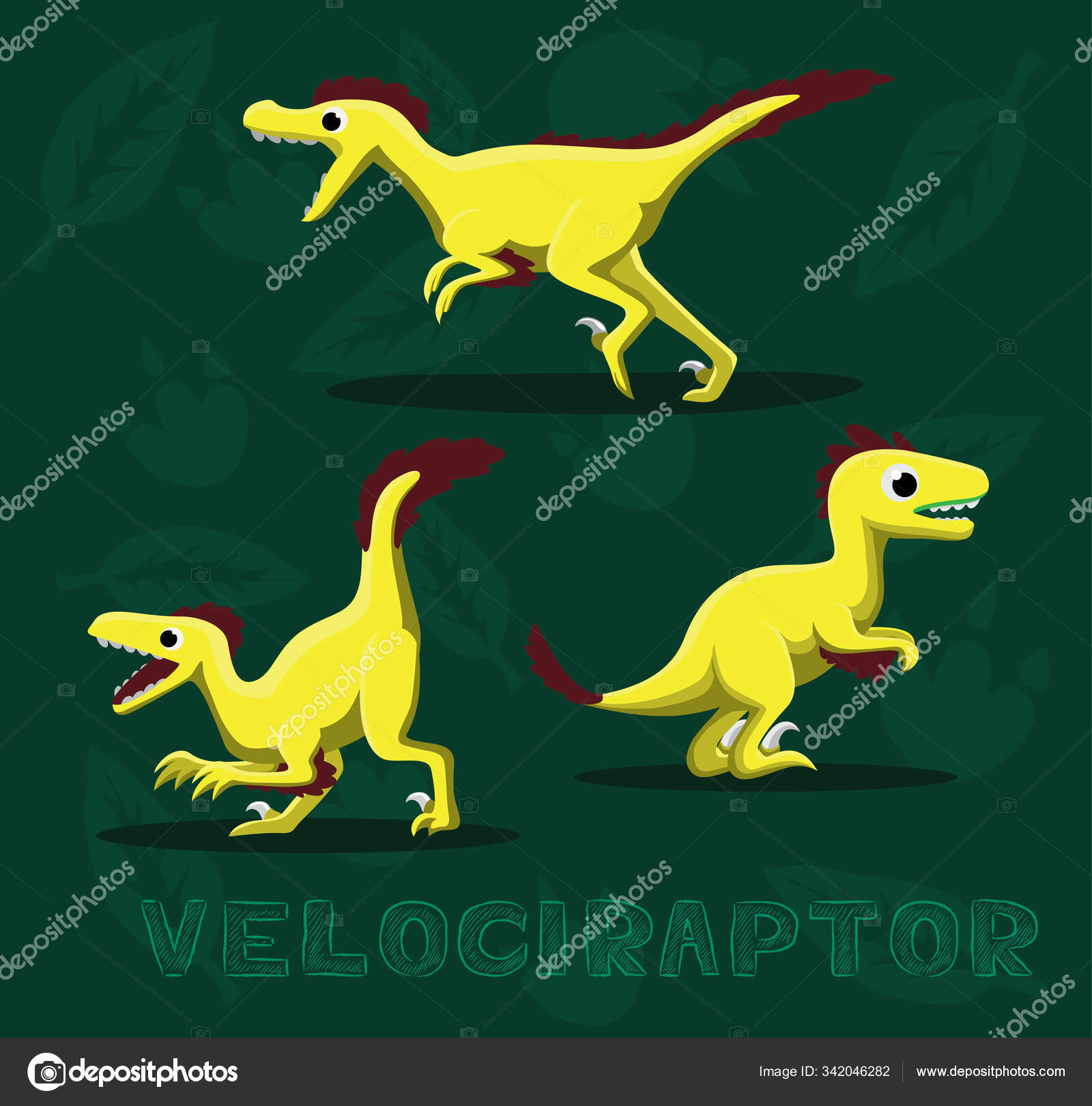 Velociraptor Dinosaurio Dibujos Animados Vector Ilustración Vector de ...