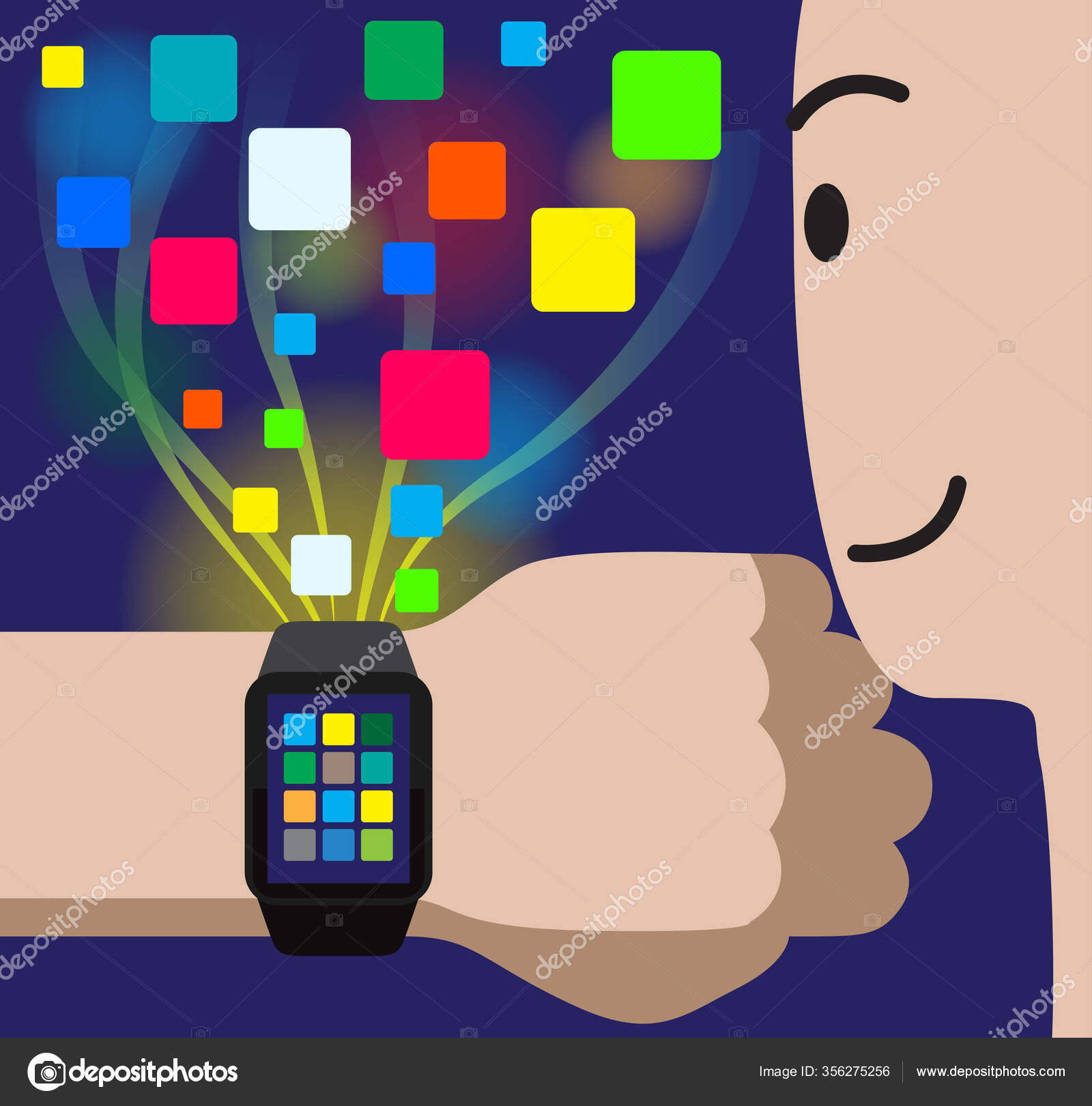 Smart Watch Application Cartoon Vector Illustration Stock Vector Image ...