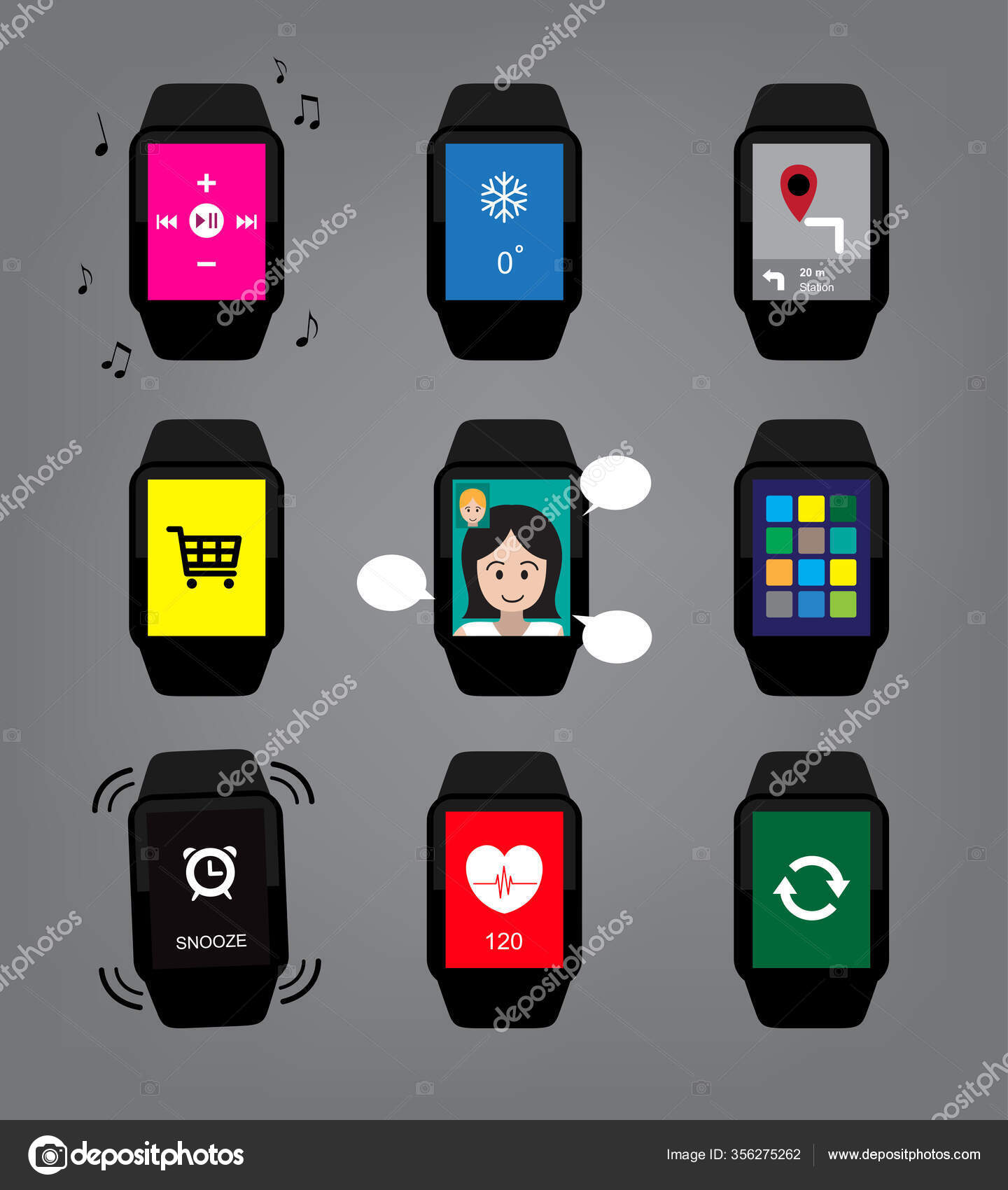 Various Smart Watch Icon Cartoon Vector Illustration Stock Vector by ...