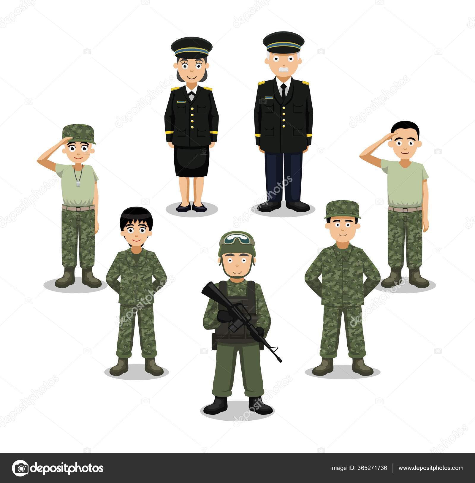 Military Characters Cartoon Vector Illustration Stock Vector by ...