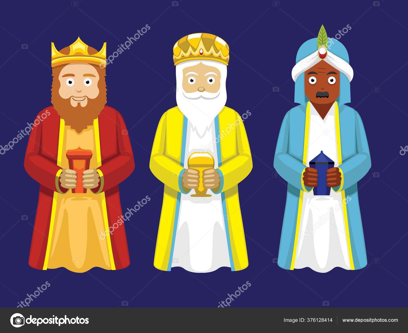 Three Wise Men Cartoon Characters Illustration Stock Vector by ...