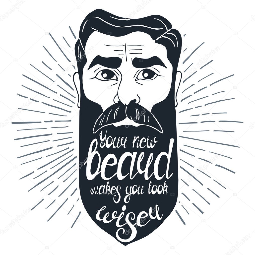 Ilustraci n con hombre barbudo y cita "Tu nueva barba te hace parecer m s sabio". Puede ser ...