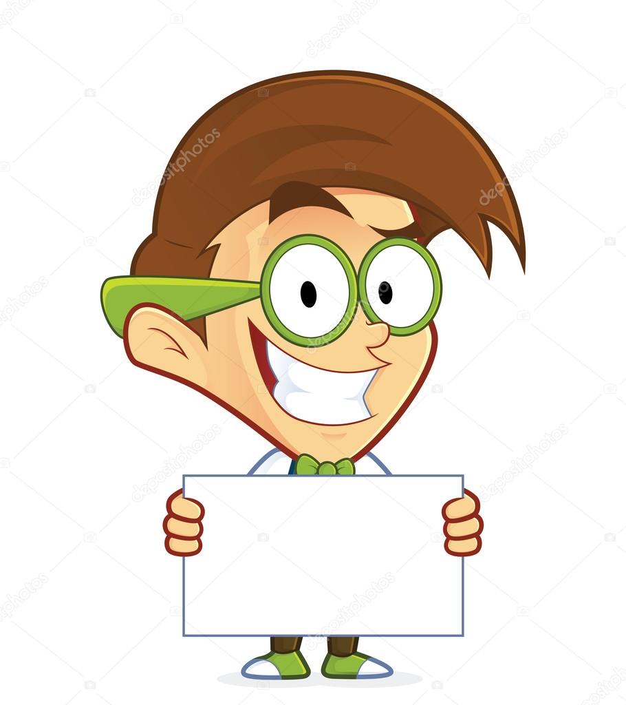 Nerd geek holding sign Stock Vector by ©sundatoon 126435006