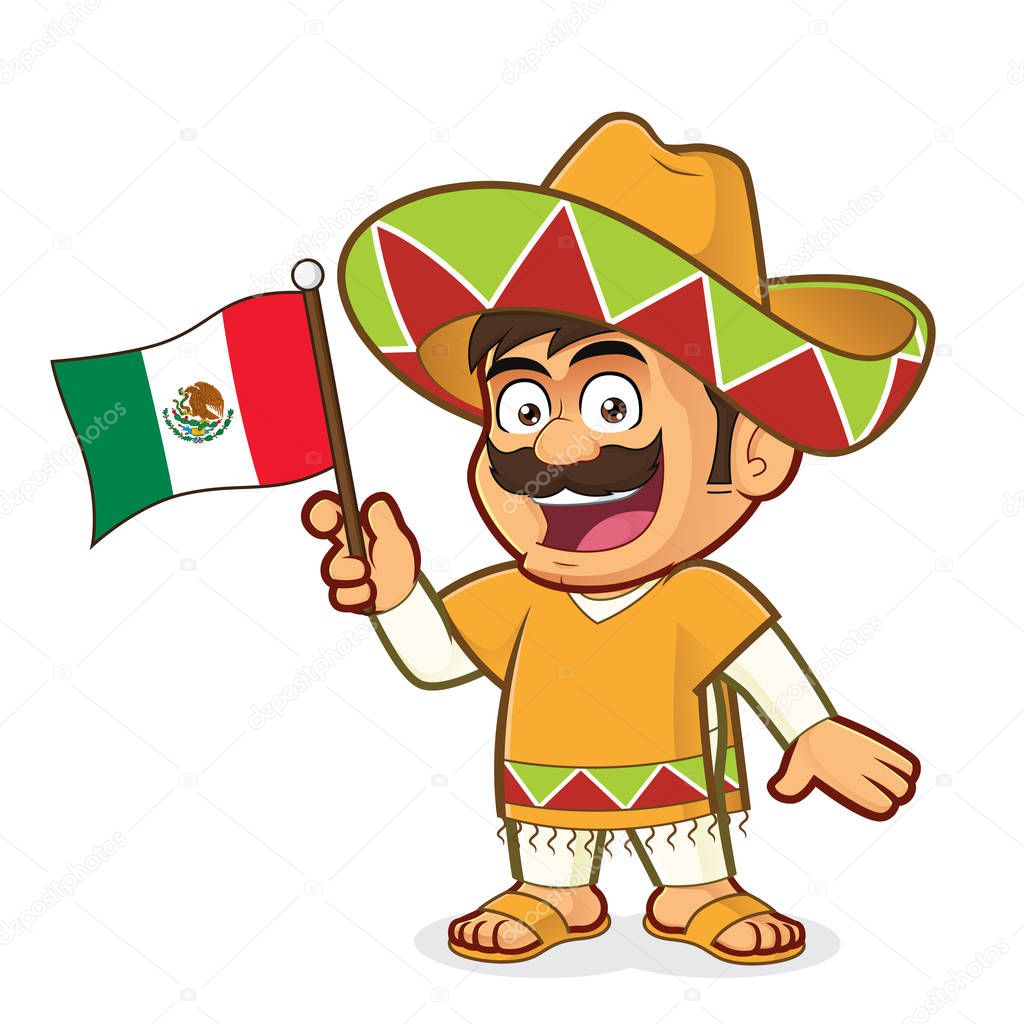 Clipart: mexico flag | Mexican man holding a mexican flag — Stock ...