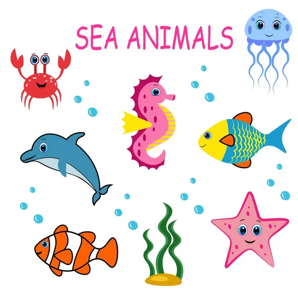 Cute Colorful Sea Animals Marine Life Ocean Wildlife Octopus Whale ...