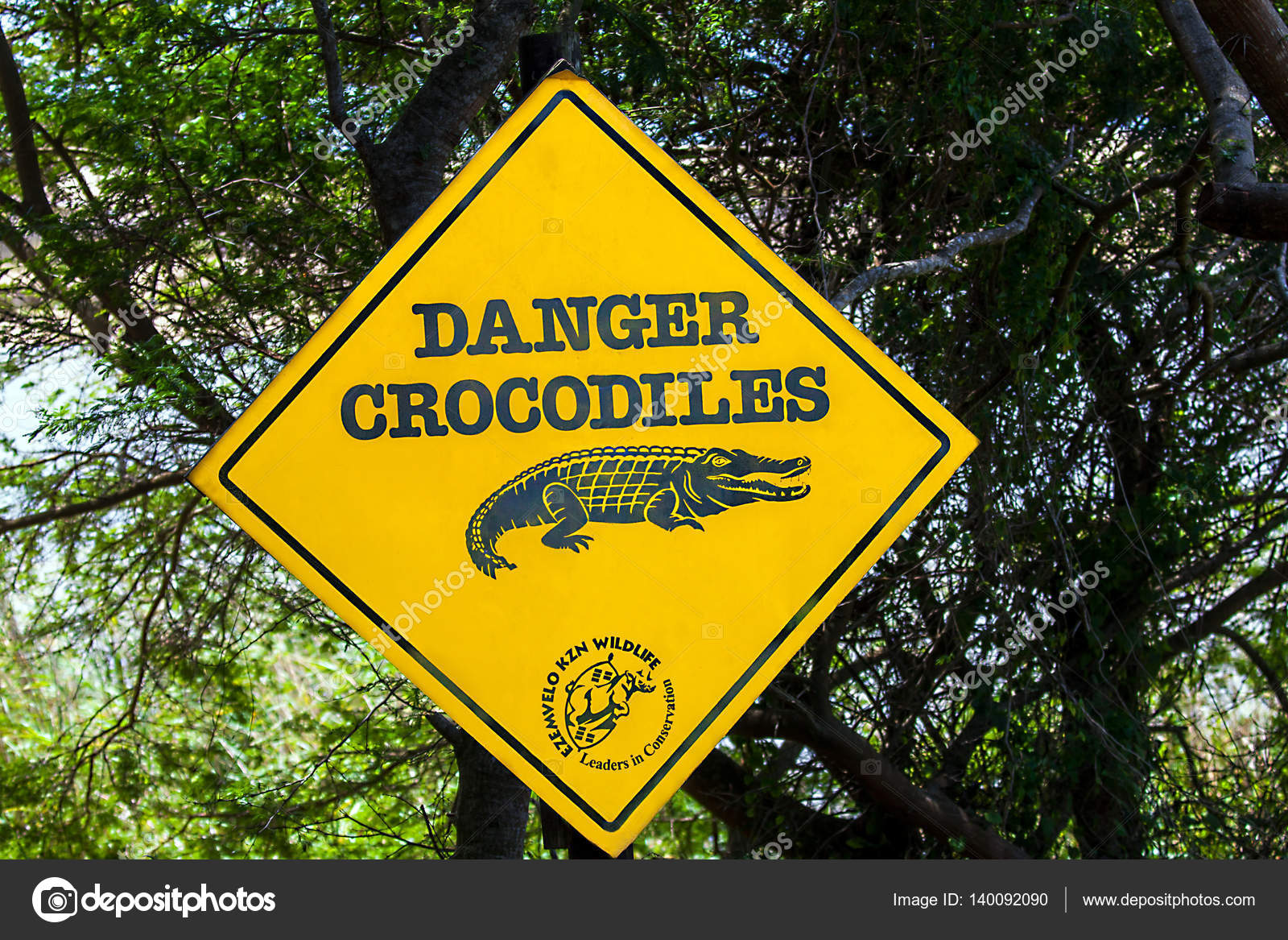 Warning sign at the Estuary Boardwalk of the San Lucia River South ...
