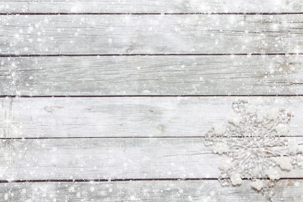 Christmas background with falling snow over wooden background — Stock ...