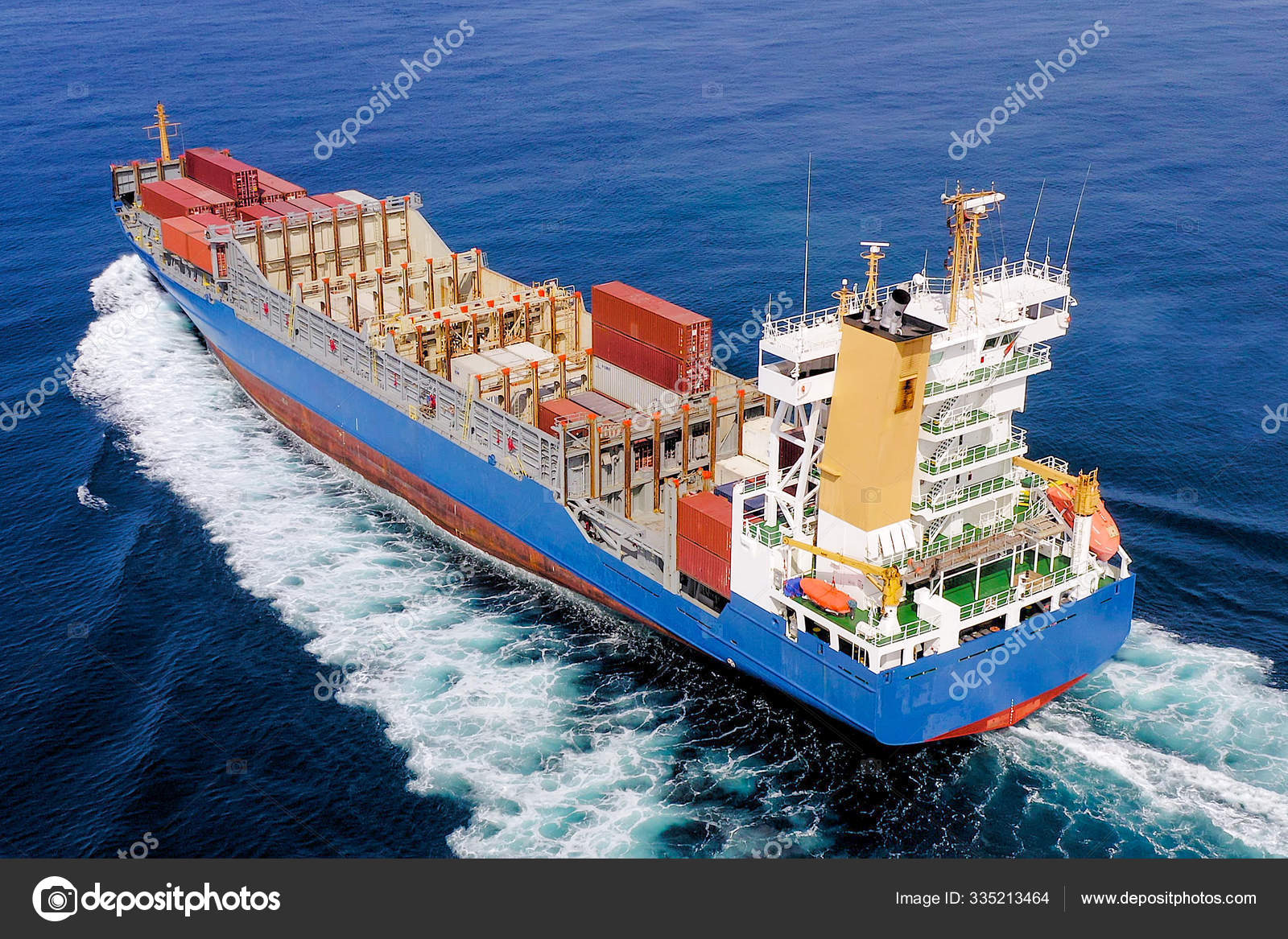 Aerial Image Feeder Type Container Ship Sea — Stock Photo © liorpt ...
