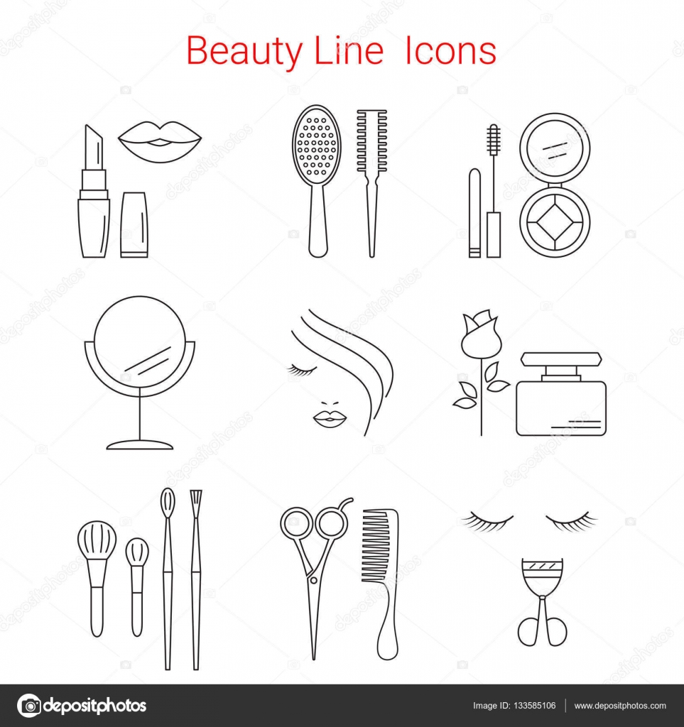 Makeup, Cosmetic and Beauty Vector line icons Stock Vector Image by ...