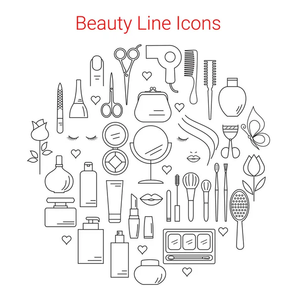 Makeup, Cosmetic and Beauty Vector line icons — Stock Vector © tedted ...