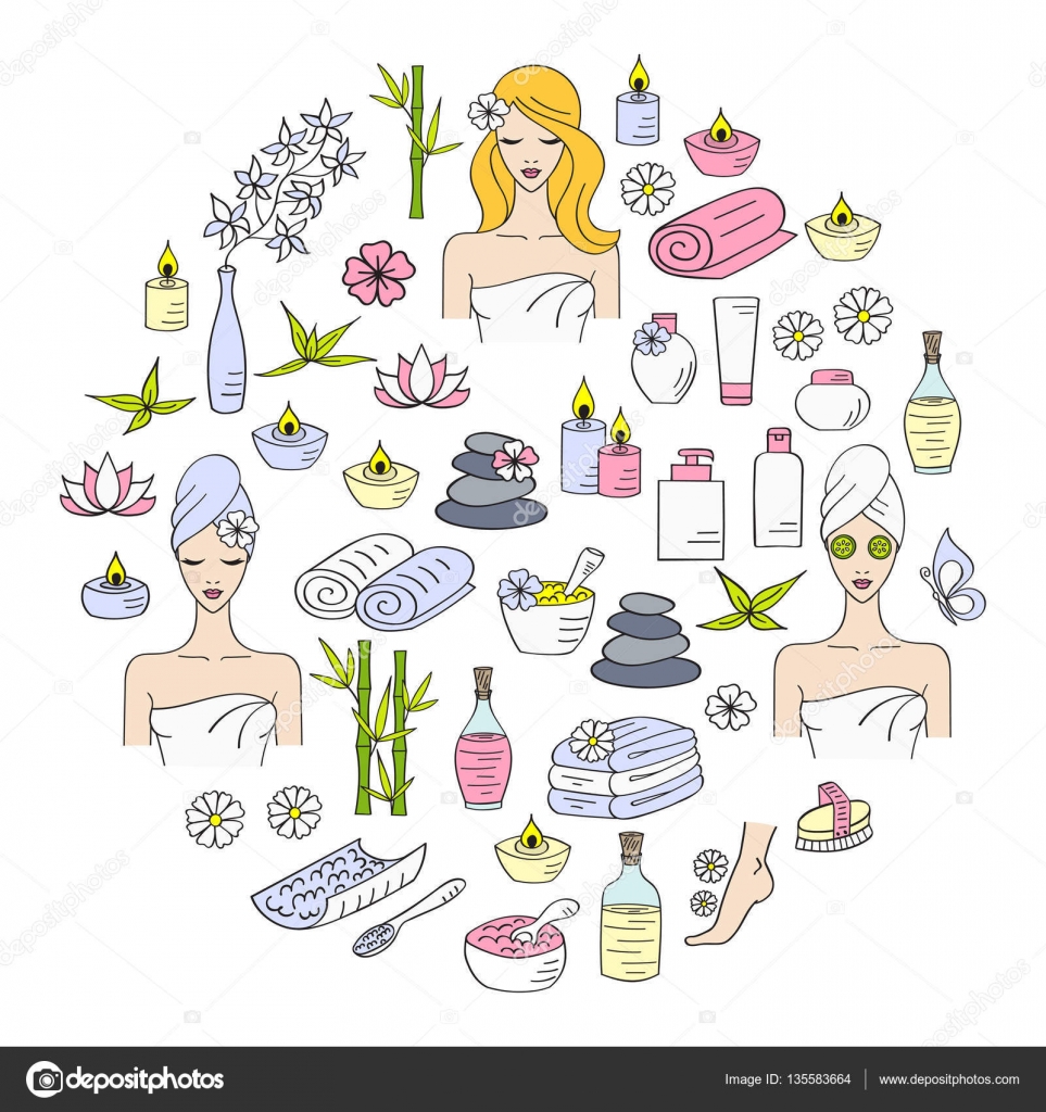 Spa hand drawn doodle icons. Stock Vector by ©tedted 135583664