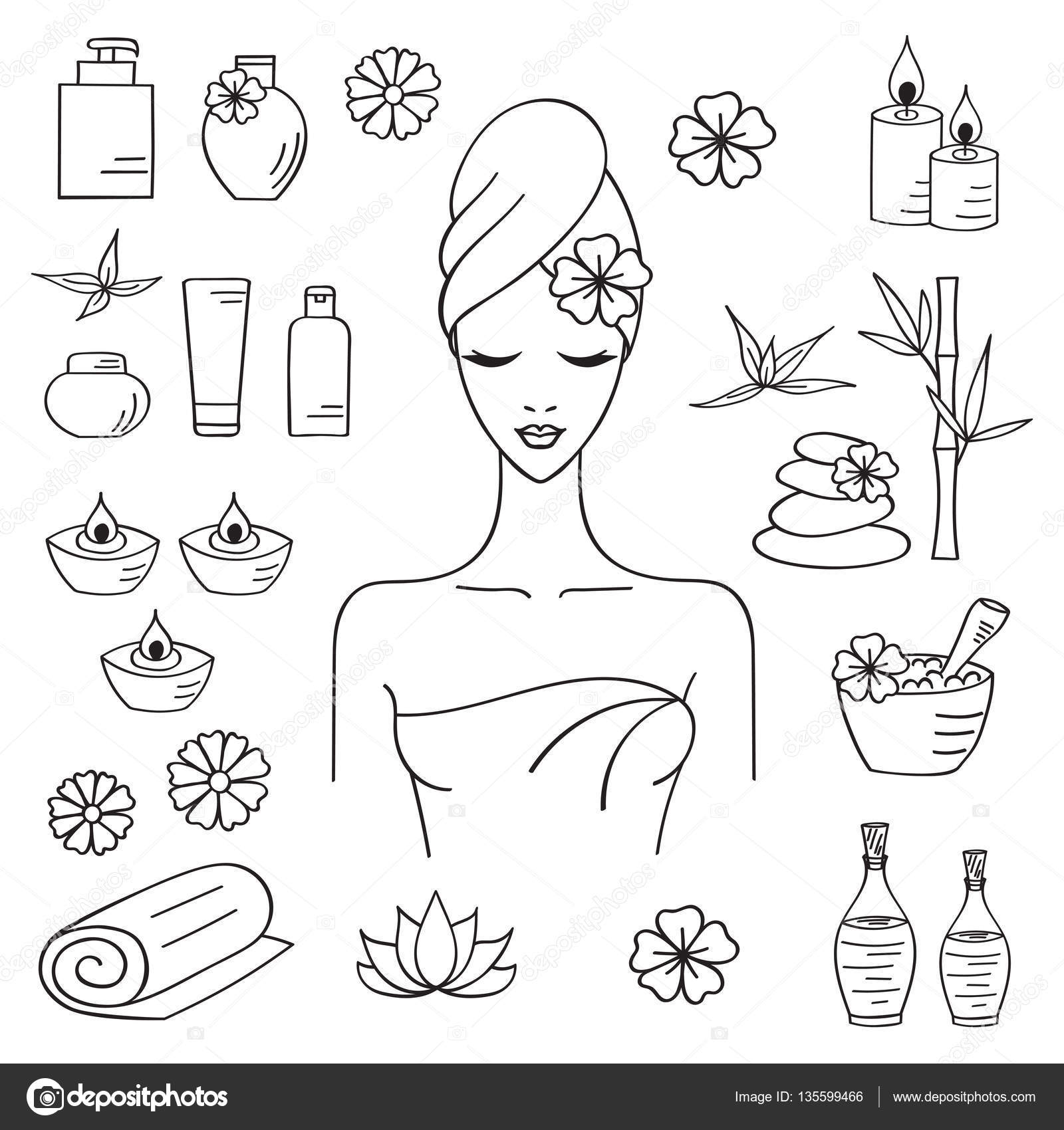 Vector illustrations of Beautiful woman spa treatment Stock Vector by ...