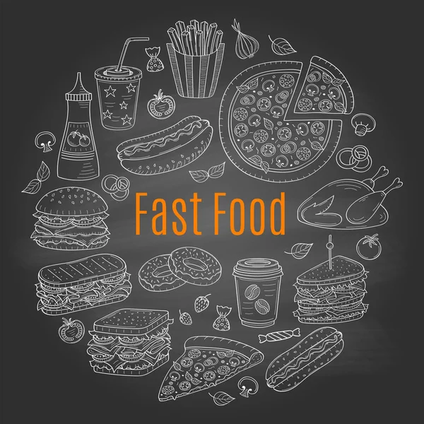 Vector sketch illustration of fast food circular shaped Stock Vector ...