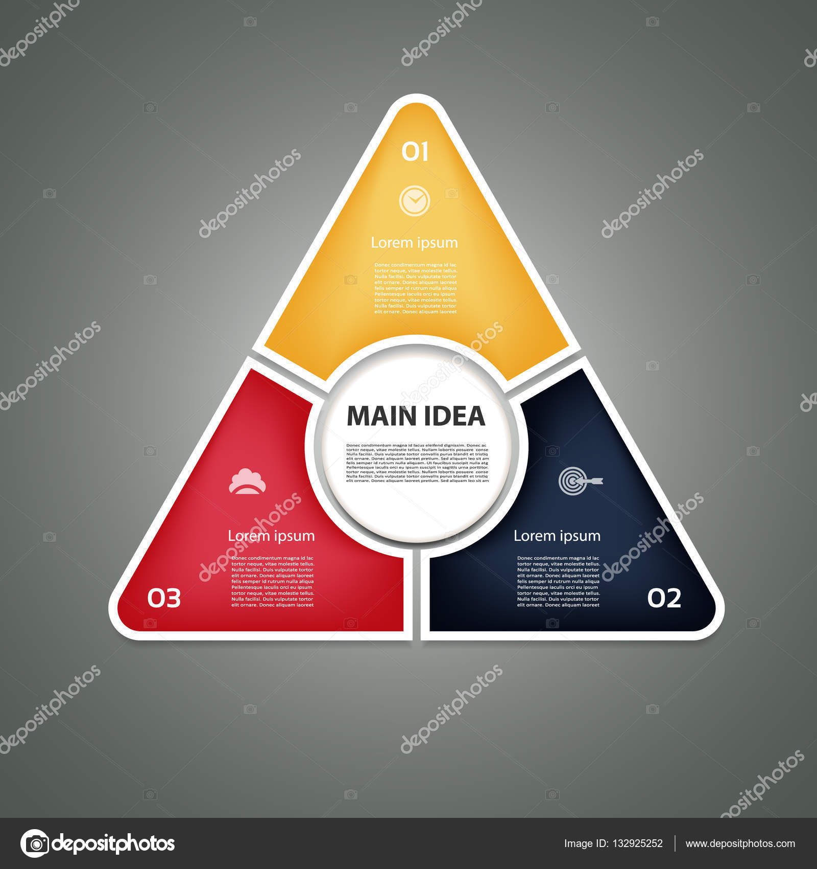Cyclic diagram with three steps and icons Stock Vector by ©RegioEligo ...
