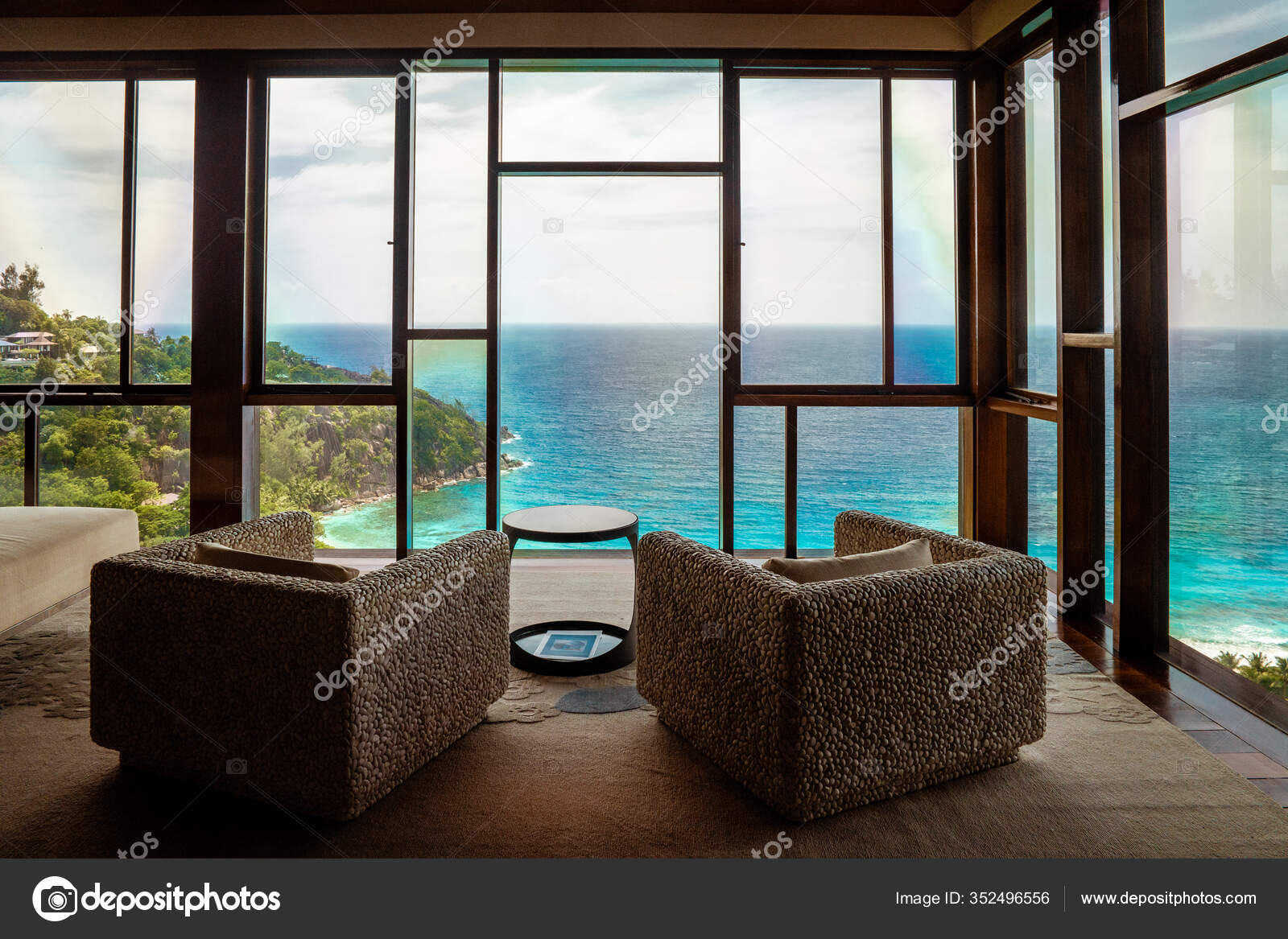 Mahe Seychelles , luxury swimming pool with chairs at the Four Season ...