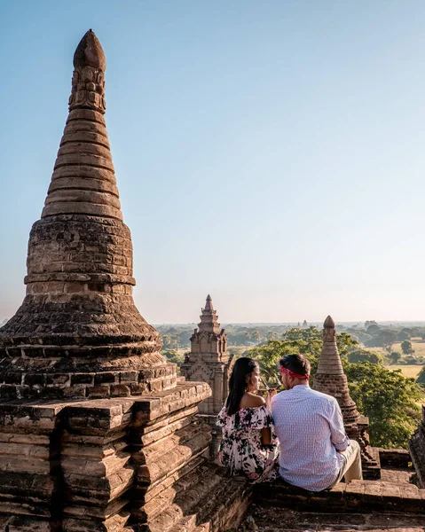 Myanmar, couple sunrise Bagan, men woman sunset Bagan .old city of ...