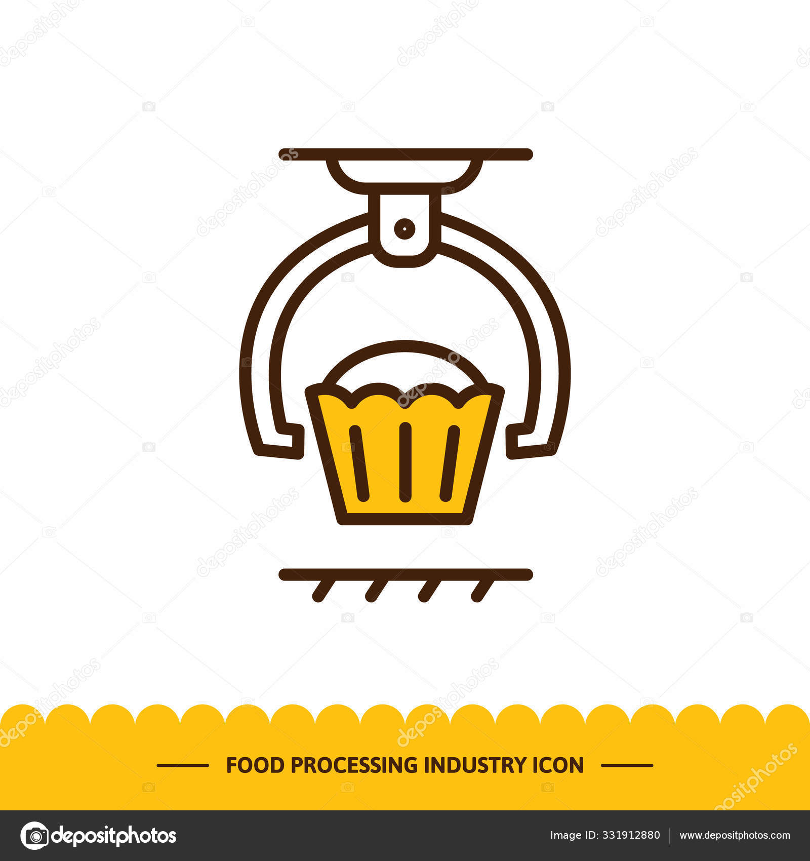 Food processing industry icon. Automated line of confectionery at the ...